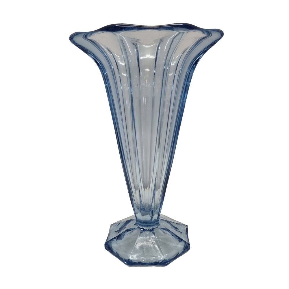 Art Deco Blue Tulip-Shaped Vase, 1930s for sale at Pamono