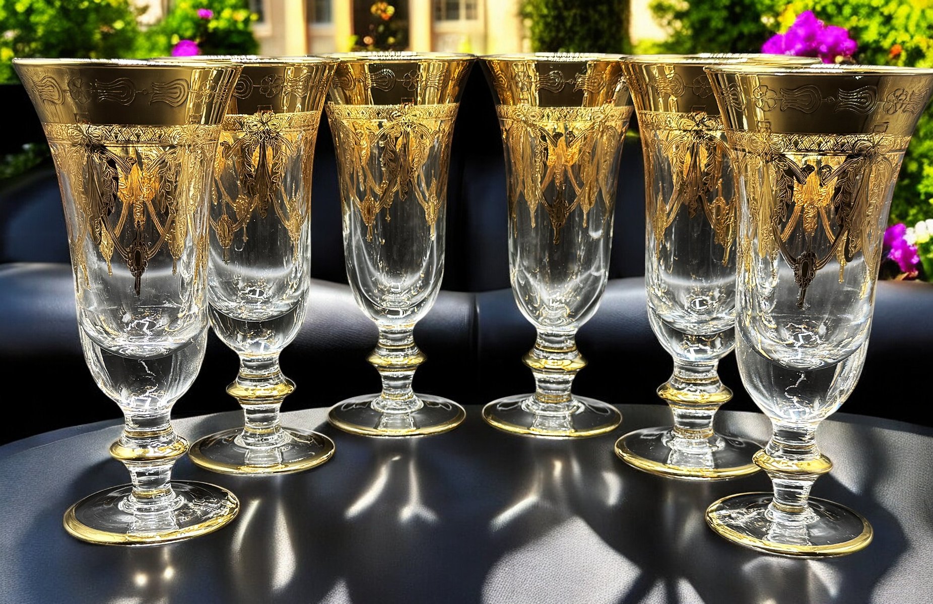 24 Karat Gold-Plated Crystal Glasses from SC Line, 1960s, Set of 6 for ...