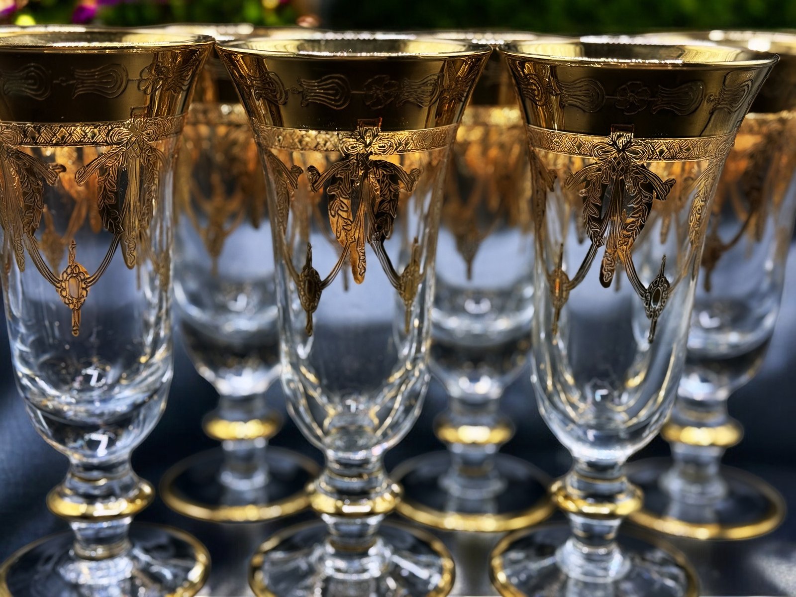 24 Karat Gold-Plated Crystal Glasses from SC Line, 1960s, Set of 6 for ...