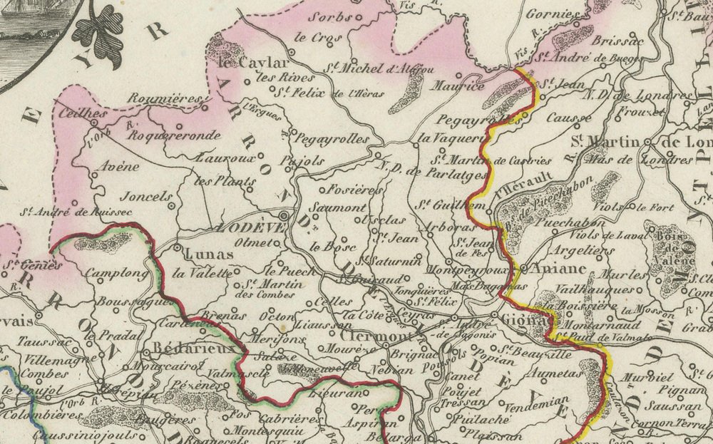 Map of Hérault in France, 19th Century for sale at Pamono