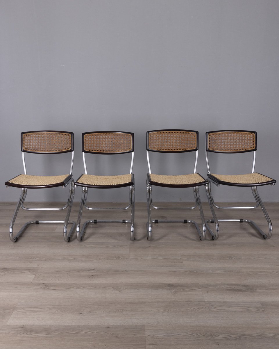Vintage Italian Chrome Metal and Vienna Straw Chairs, 1960s, Set of 4 ...