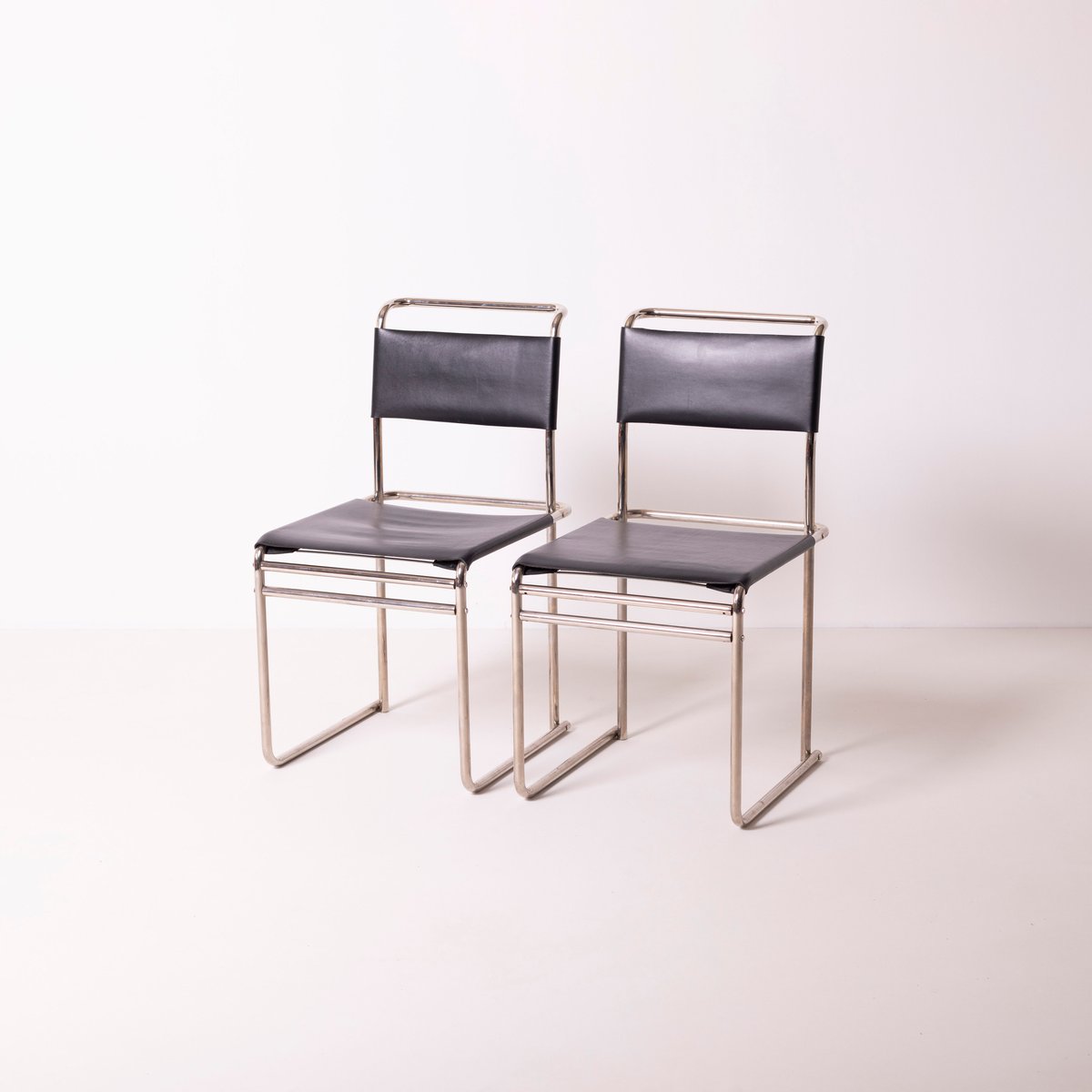 Bauhaus Tecta B40 Dining Chair in Nickel Plated Bent Steel and Black ...
