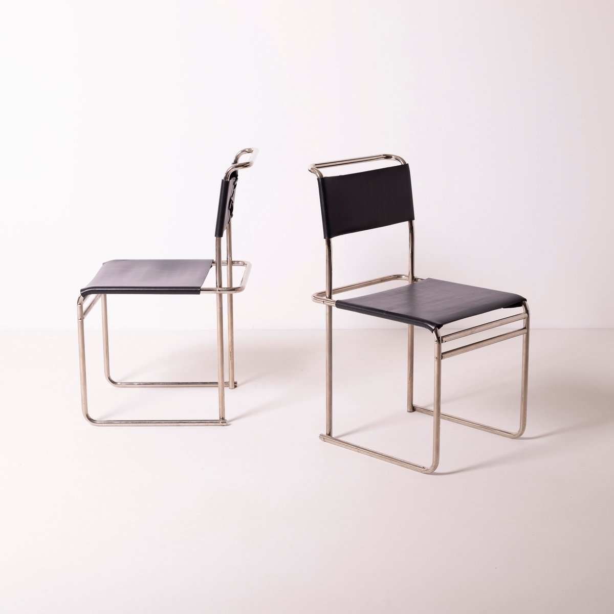 Bauhaus Tecta B40 Dining Chair in Nickel Plated Bent Steel and Black ...