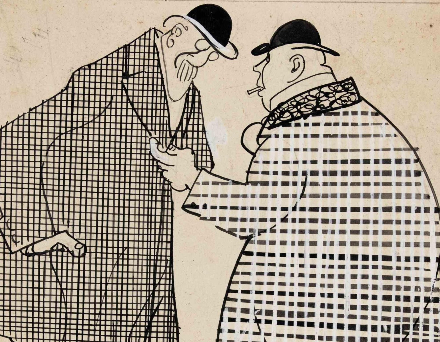 Gabriele Galantara, The Gentlemen, China Ink and White Lead Drawing ...