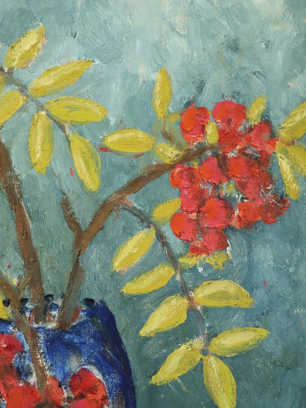 Red Rowan Berries, Oil on Canvas, Framed for sale at Pamono