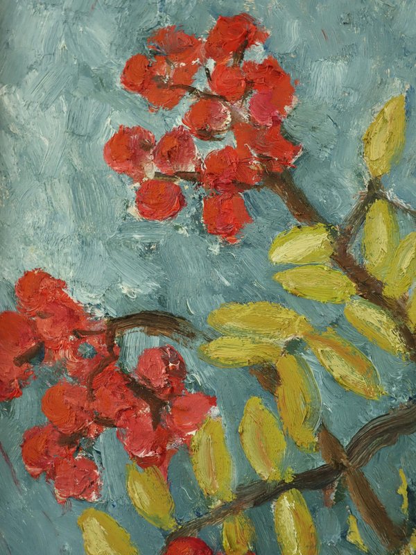 Red Rowan Berries, Oil on Canvas, Framed for sale at Pamono