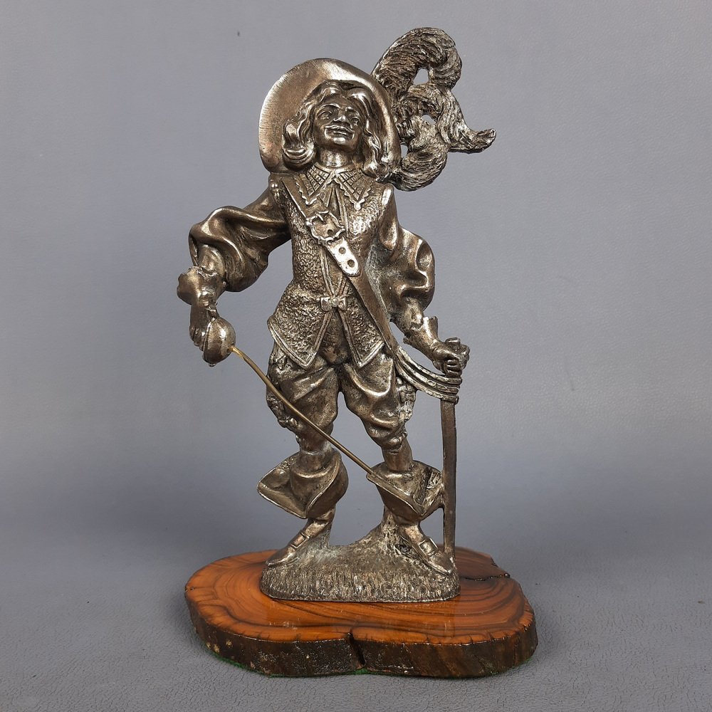 Vintage Antimony Three Musketeers Sculptures on a Wooden Base, 1960s ...