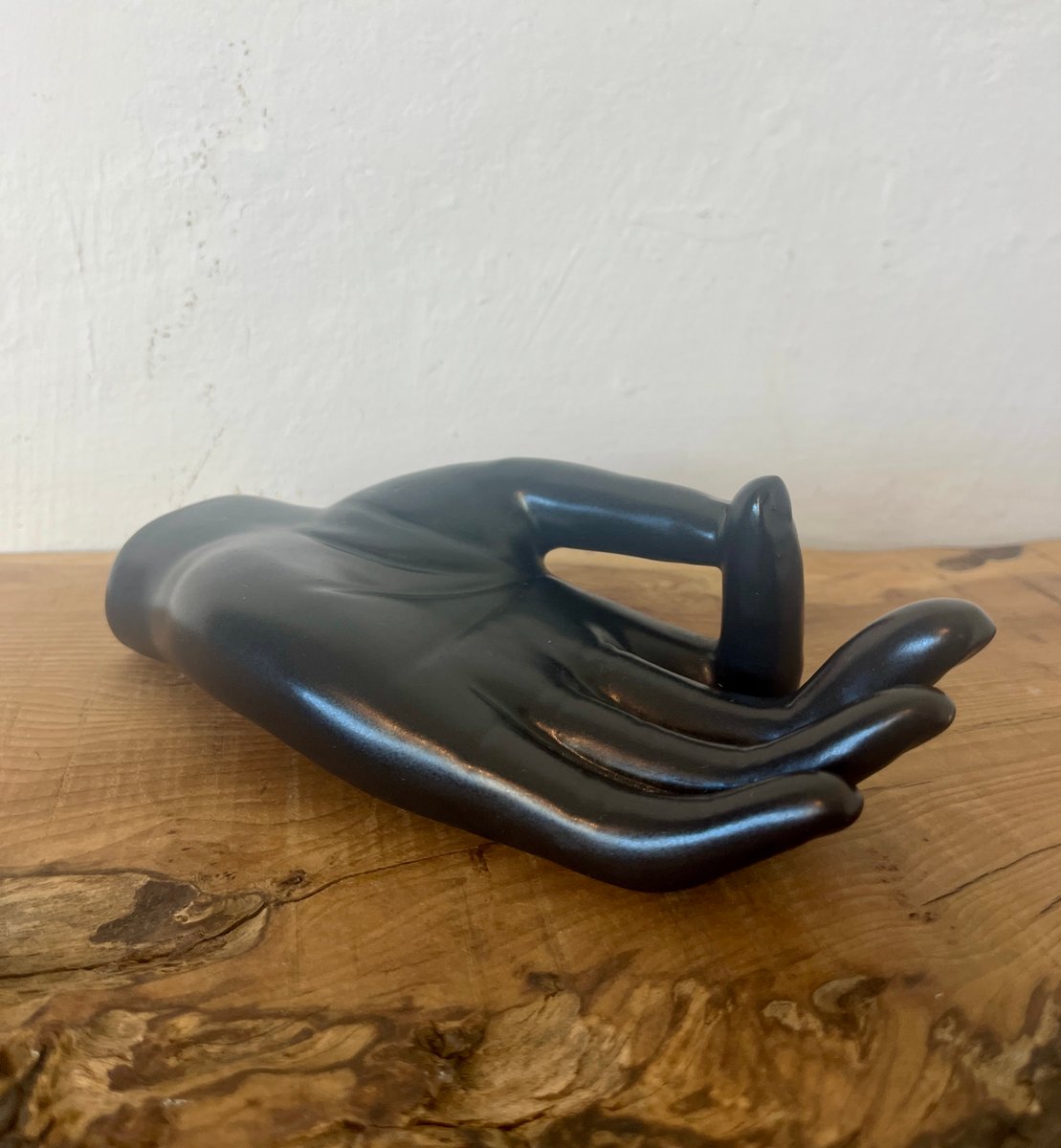 Modern Abstract Black Glazed Ceramic Hand Ring Dish, 1970s for sale at ...