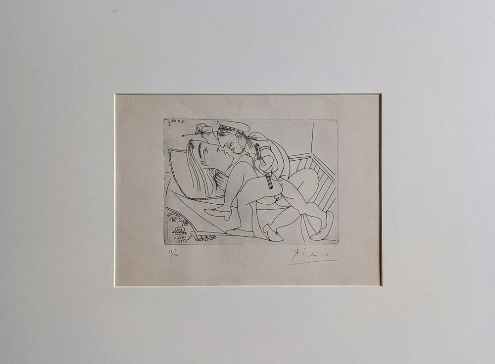 Pablo Picasso, Raphael and Fornarina XXI: Michelangelo is Hidden Under the Bed, Plate 316 ...