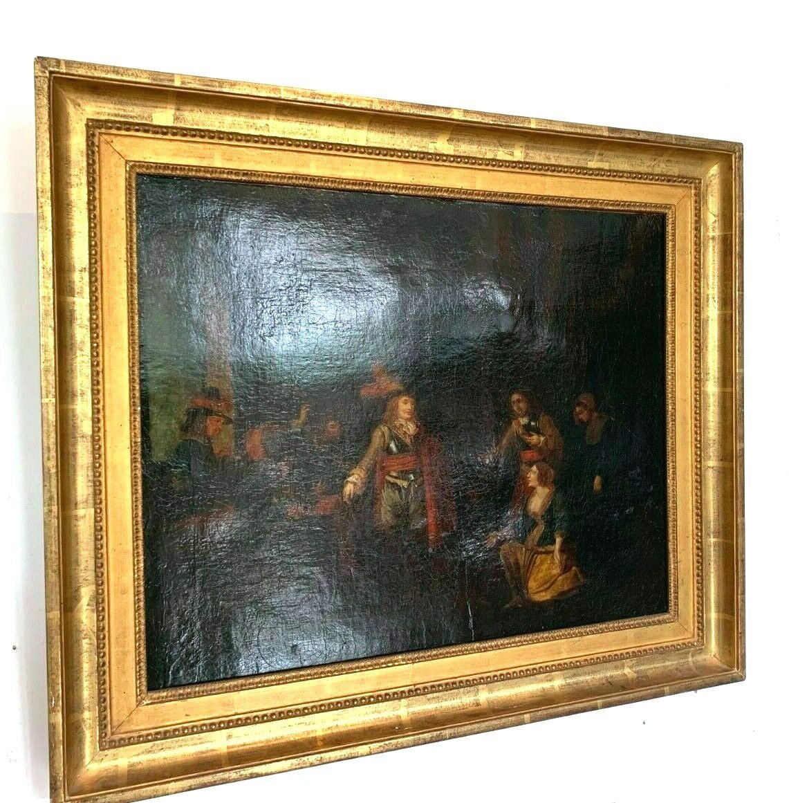 Animated Scene of Characters, 19th Century, Oil on Canvas, Framed for ...