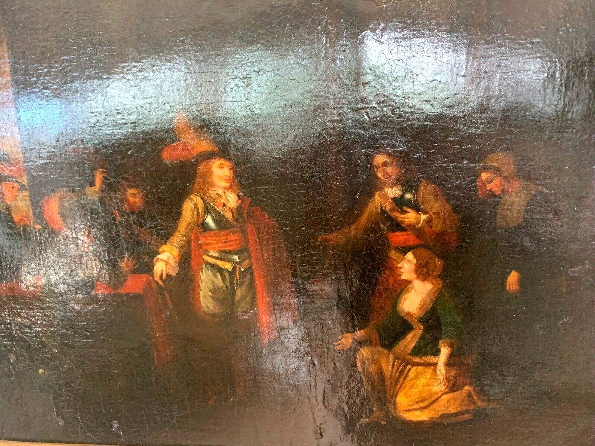 Animated Scene of Characters, 19th Century, Oil on Canvas, Framed for ...