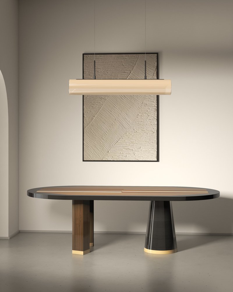 Columbus Dining Oval Table with Three Legs in Wood by Hommés Studio for ...