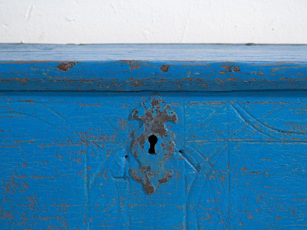 Antique Blue Chest, 1920s for sale at Pamono