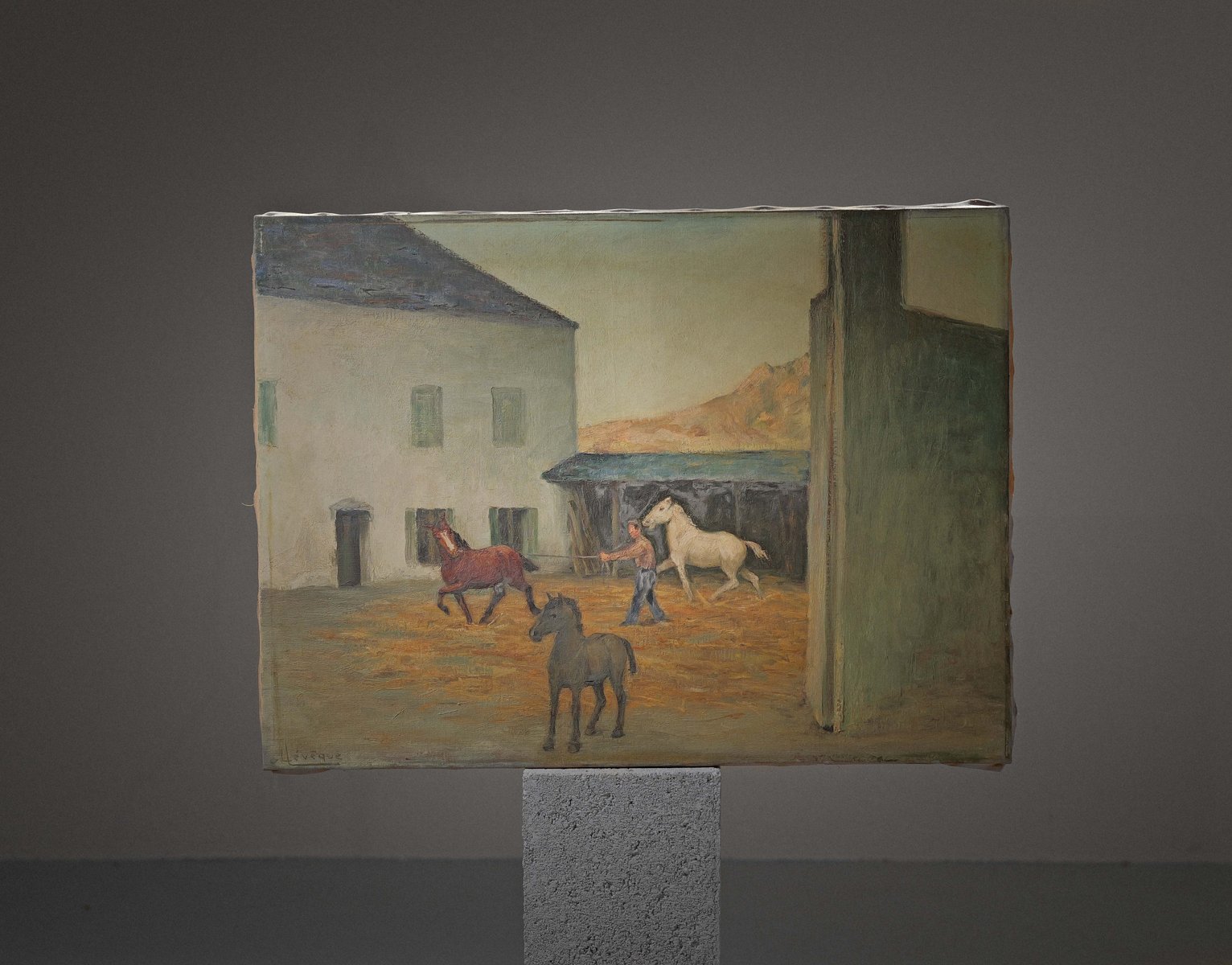 Rural Horse Training Scene in a Farmyard, 1950s, Oil on Canvas for sale ...