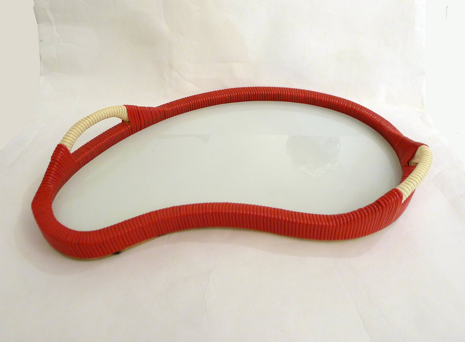 Large Bean-Shaped Serving Tray with Plastic Scoubidou Threads, 1950s ...
