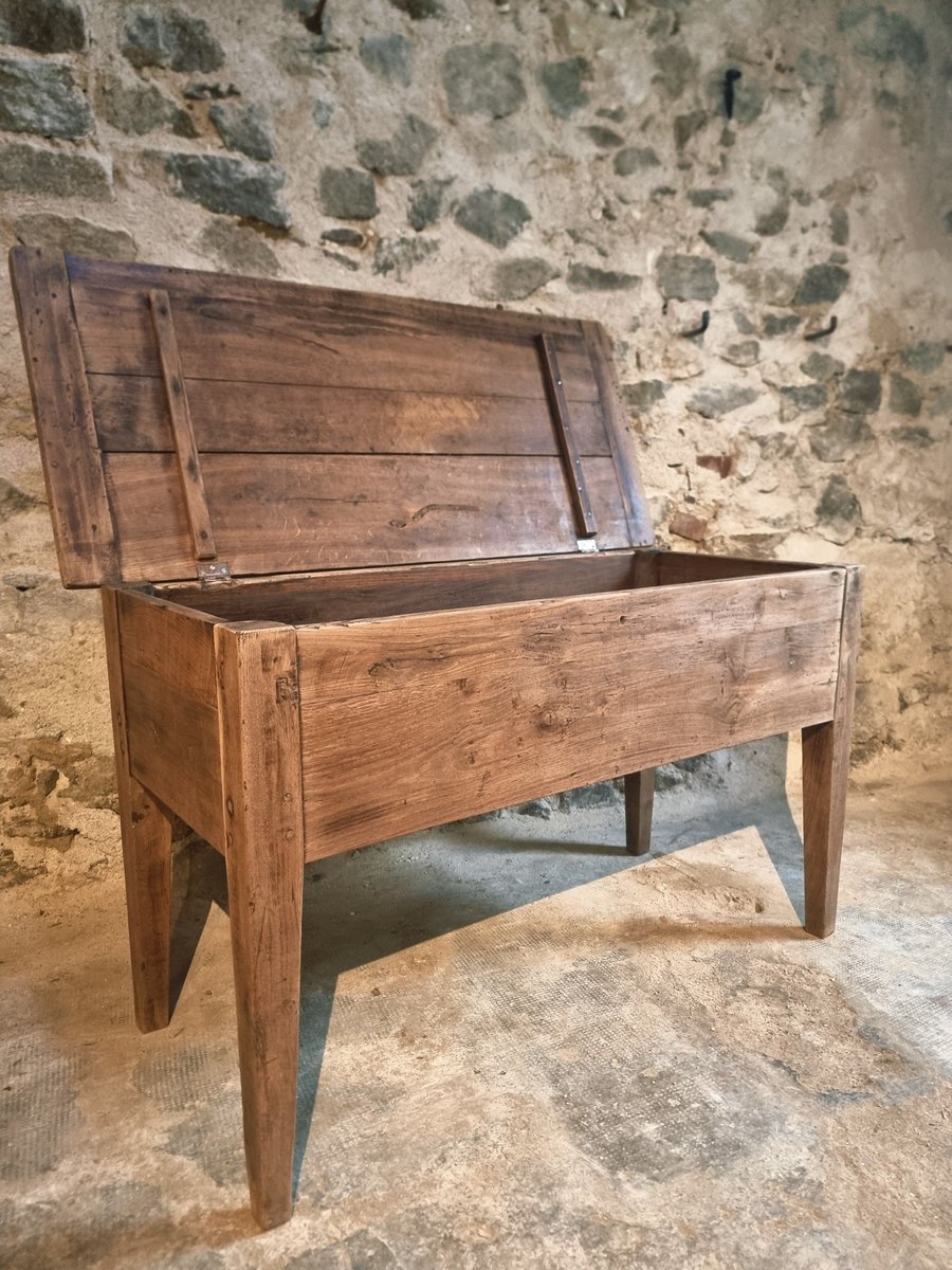 Antique French Oak Dough Trough Side Table, 19th Century for sale at Pamono