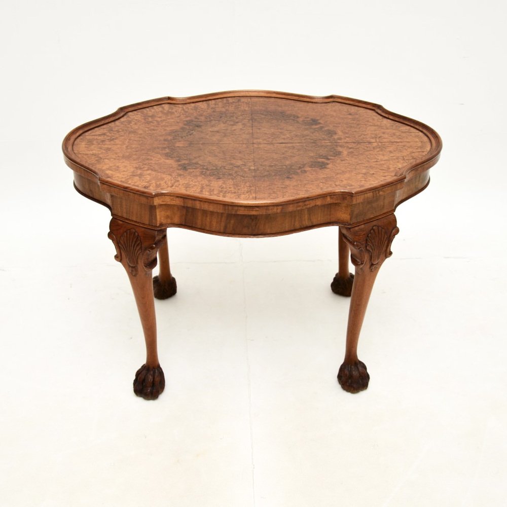 Burr Walnut Pie Crust Coffee Table, 1930s for sale at Pamono