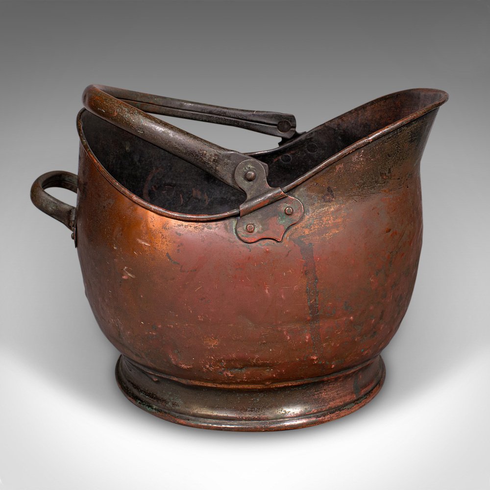 Vintage Victorian Revival English Copper Helmet Coal Scuttle, 1956 for ...