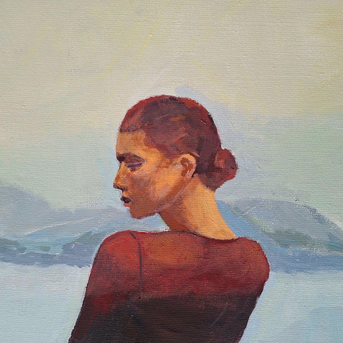 Danuta Dabrowska-Siemaszkiewicz, Lady in the Window, 2025, Oil on Canvas for sale at Pamono