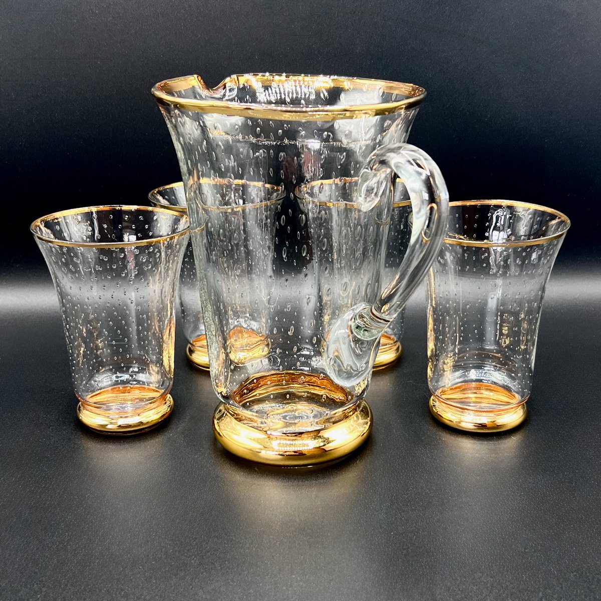 Vintage Murano Glass Lemonade Set with Bullicante Technique and Gold ...