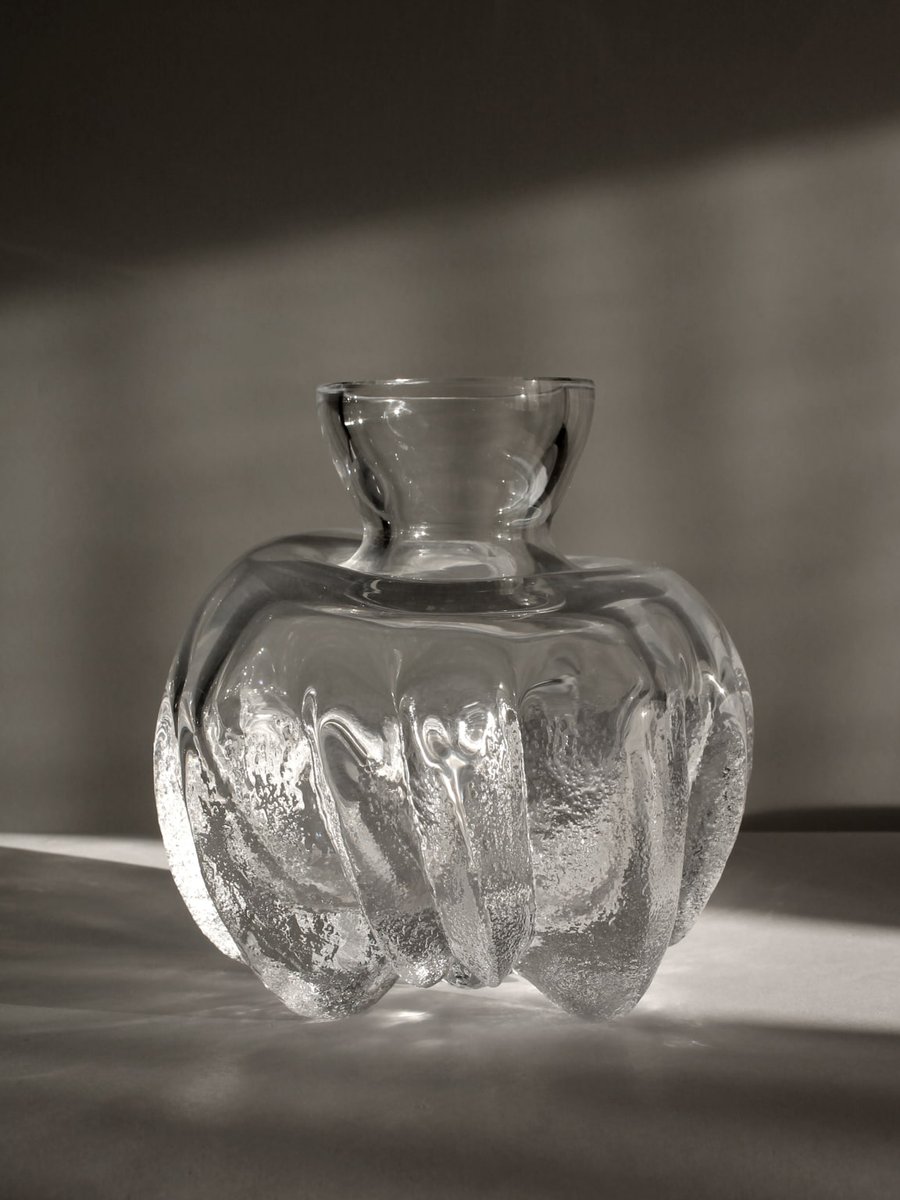 Vaso vintage in cristallo di Lars Hellsten per Skruf Glasbruk, anni '70 ...