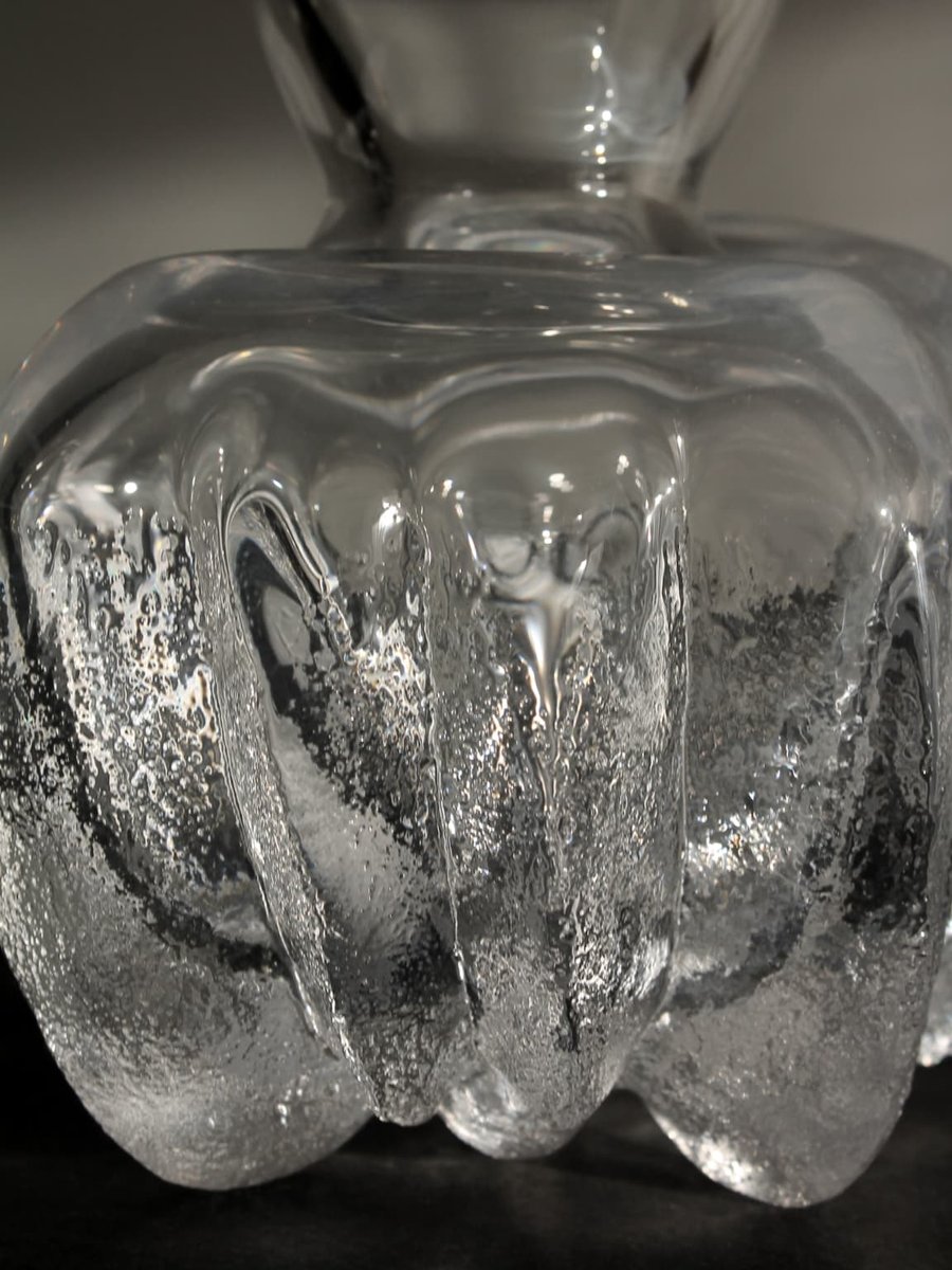 Vaso vintage in cristallo di Lars Hellsten per Skruf Glasbruk, anni '70 ...