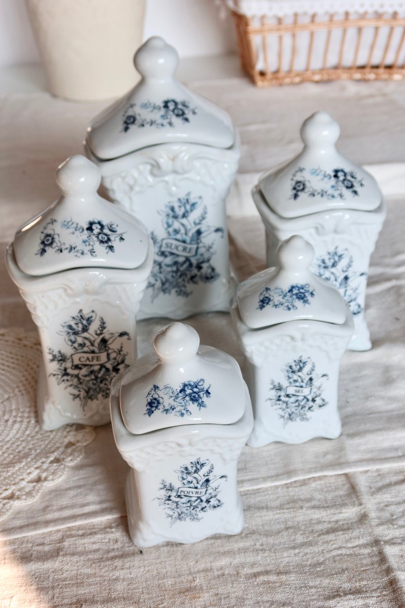 Vintage Spice Jars from Royal Delft, 1950s, Set of 5 for sale at Pamono