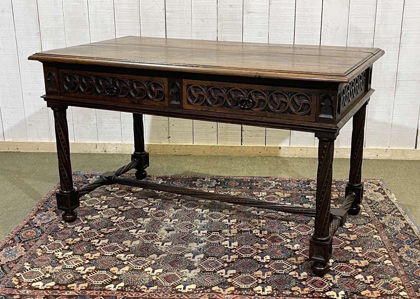 Gothic Style Oak Desk, Late 19th Century for sale at Pamono