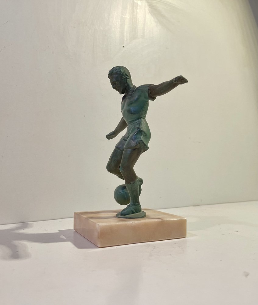 Art Deco Style Soccer or Football Player in Bronzed Metal and Marble ...