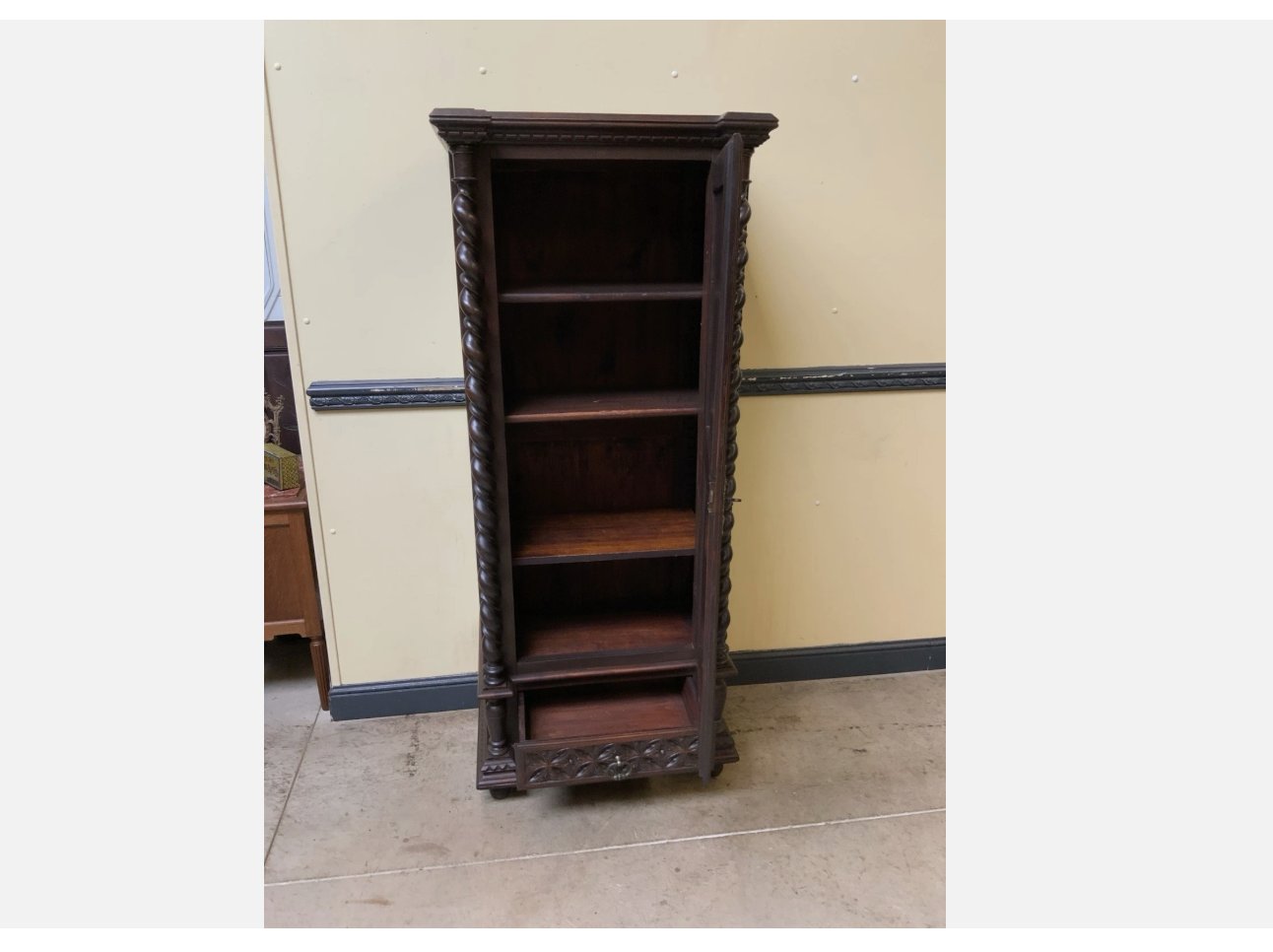 Antique Neo-Gothic Cabinet in Solid Walnut, 1880 for sale at Pamono