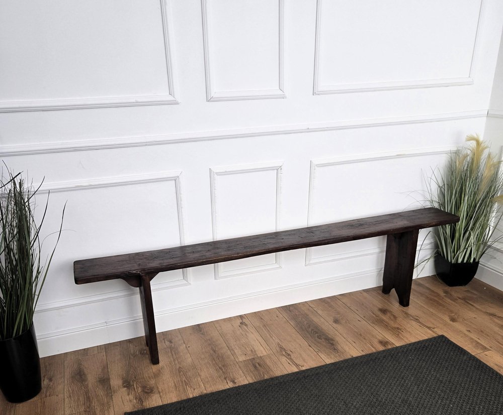 Antique Italian Rustic Wooden Bench, 1890s for sale at Pamono