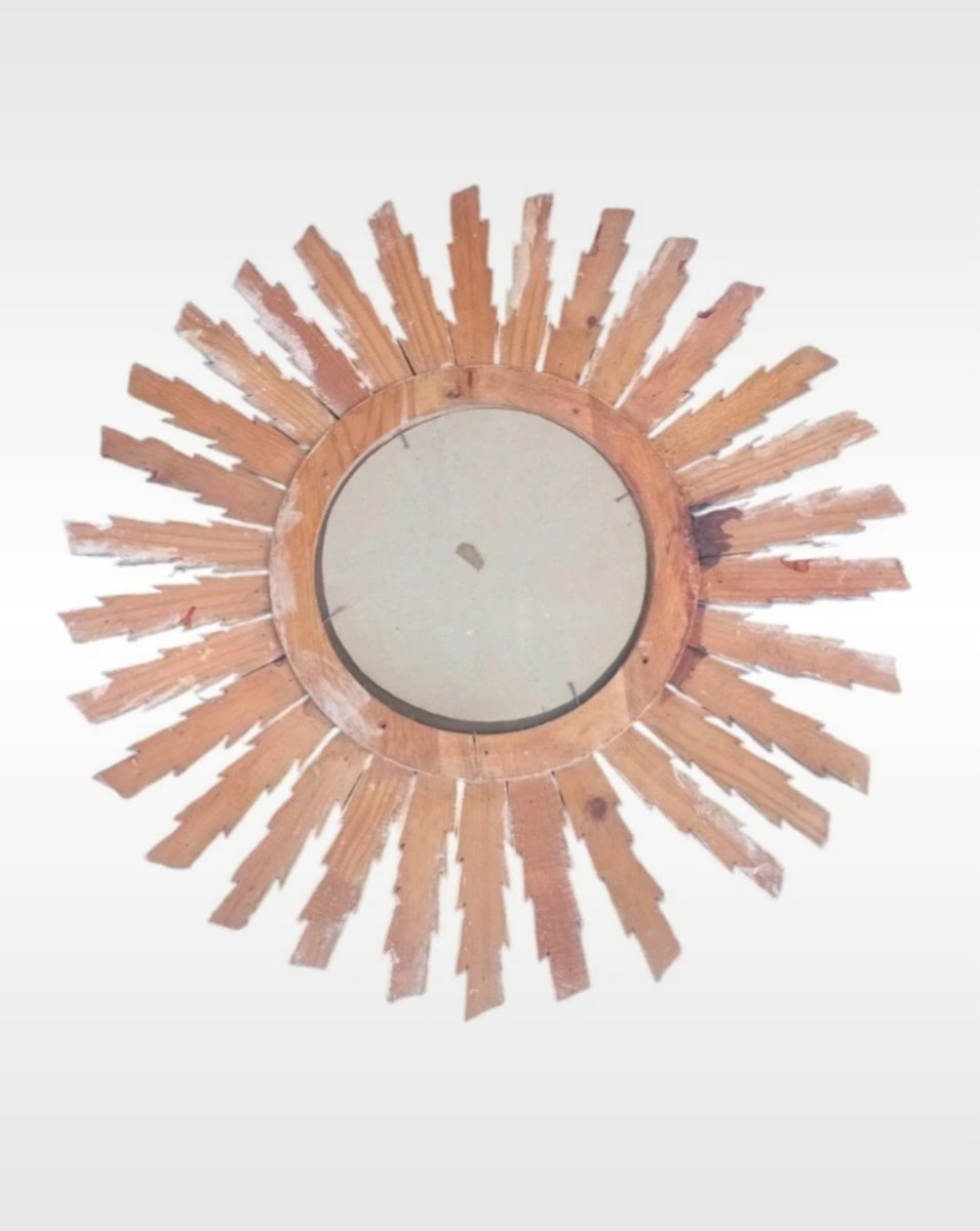 Wooden Sun Mirror, 1965 for sale at Pamono