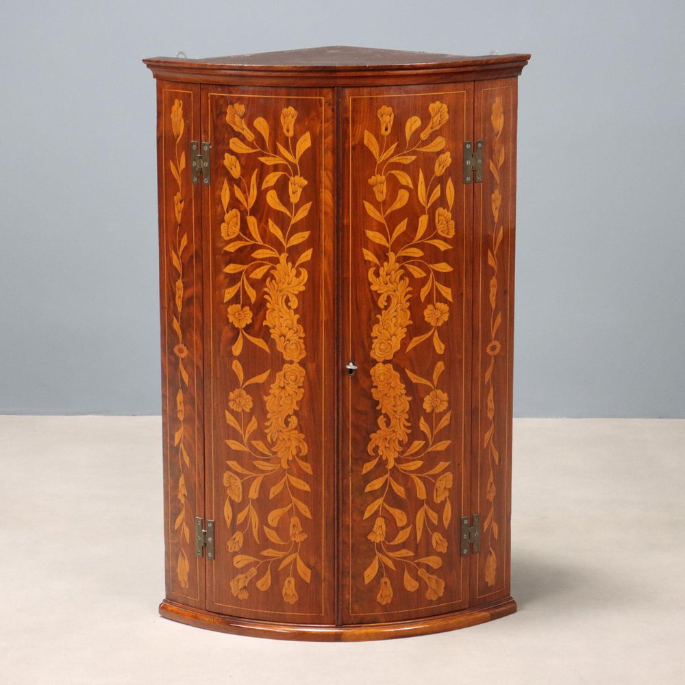 Dutch Half Moon Walnut Corner Cabinet for sale at Pamono
