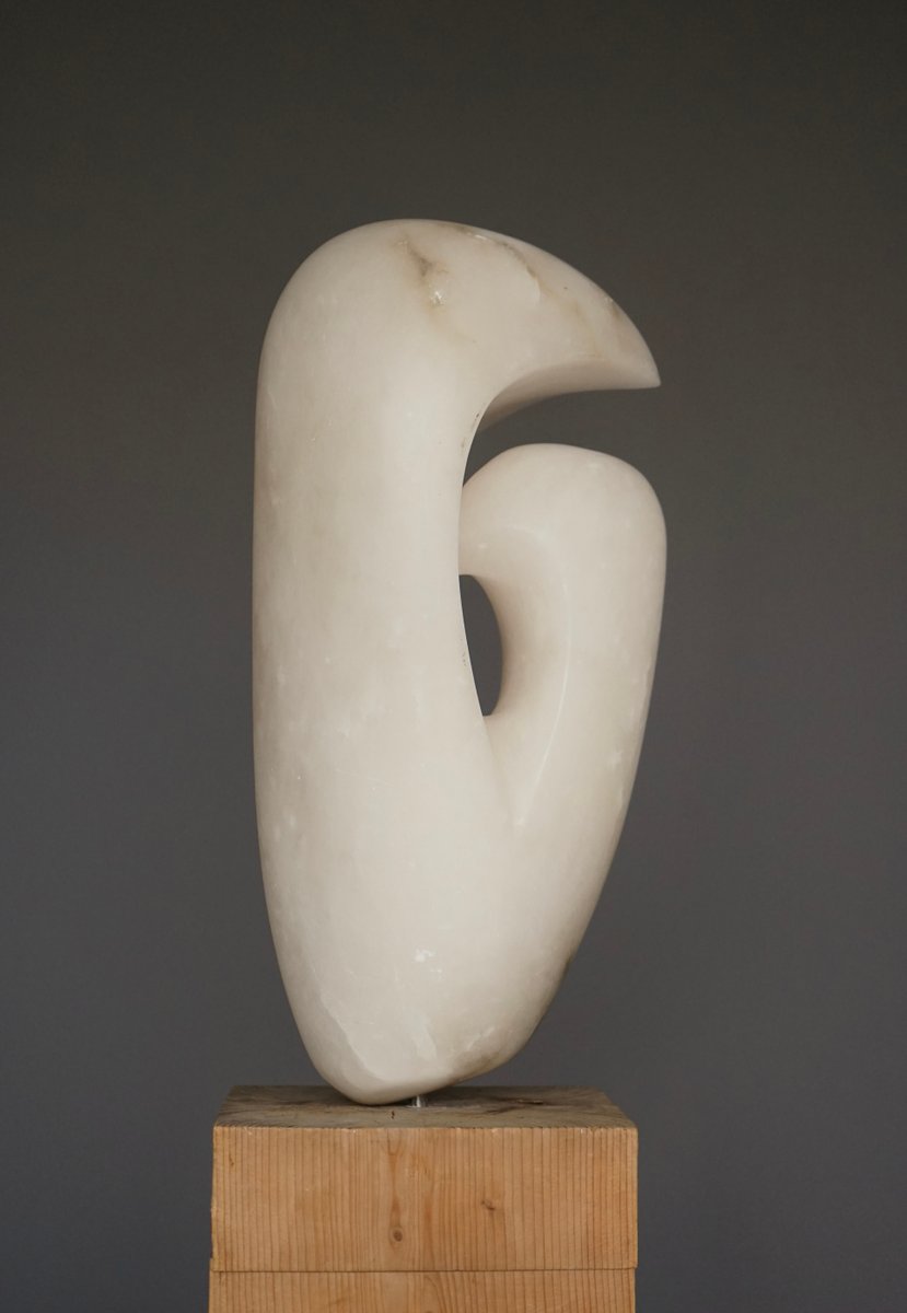 Large Abstract Sculpture, 1970s, Alabaster with Pine Base for sale at ...