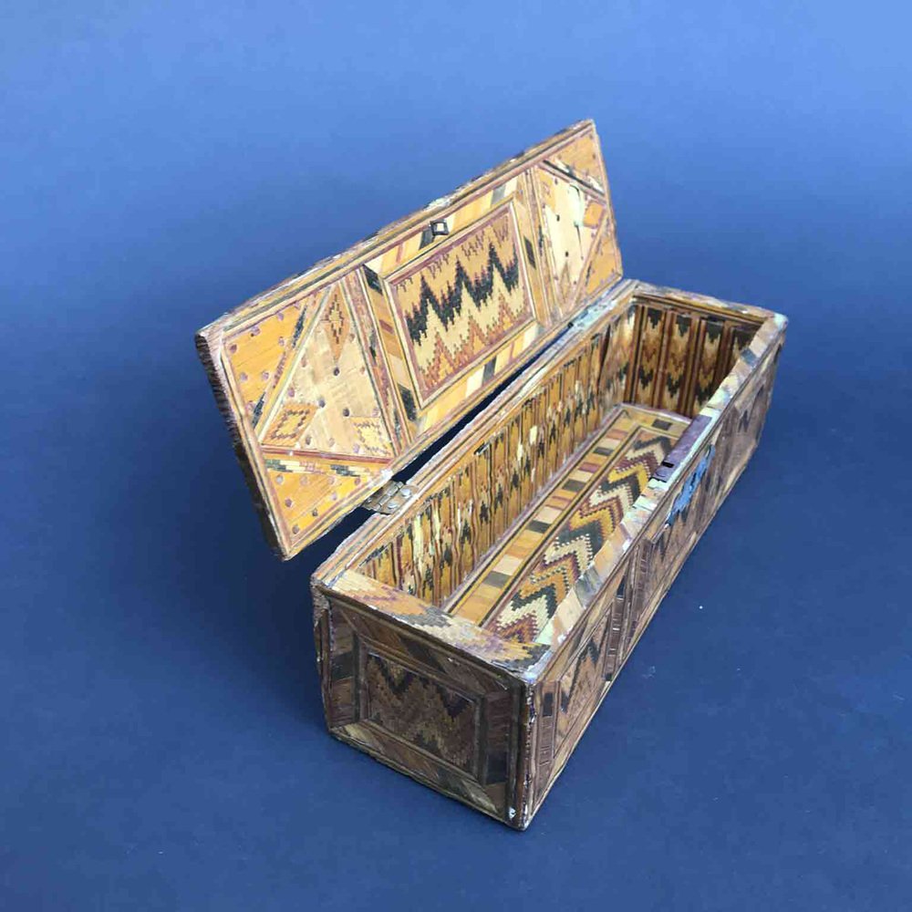 Antique Woven Straw Box for sale at Pamono