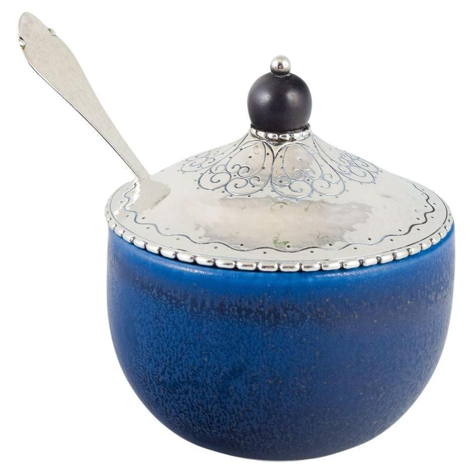Jam Jar with Silver Lid and Spoon by Wilhelm Kåge for Kåge Verkstad ...