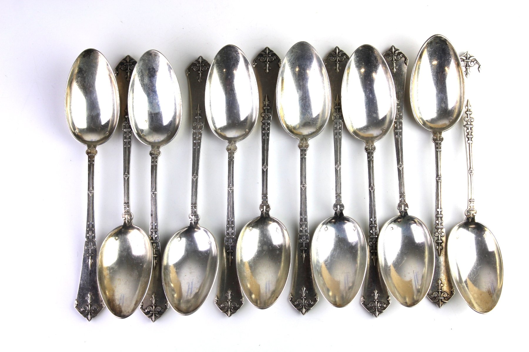 Antique Silver Dessert Spoons, 1900s, Set of 12 for sale at Pamono