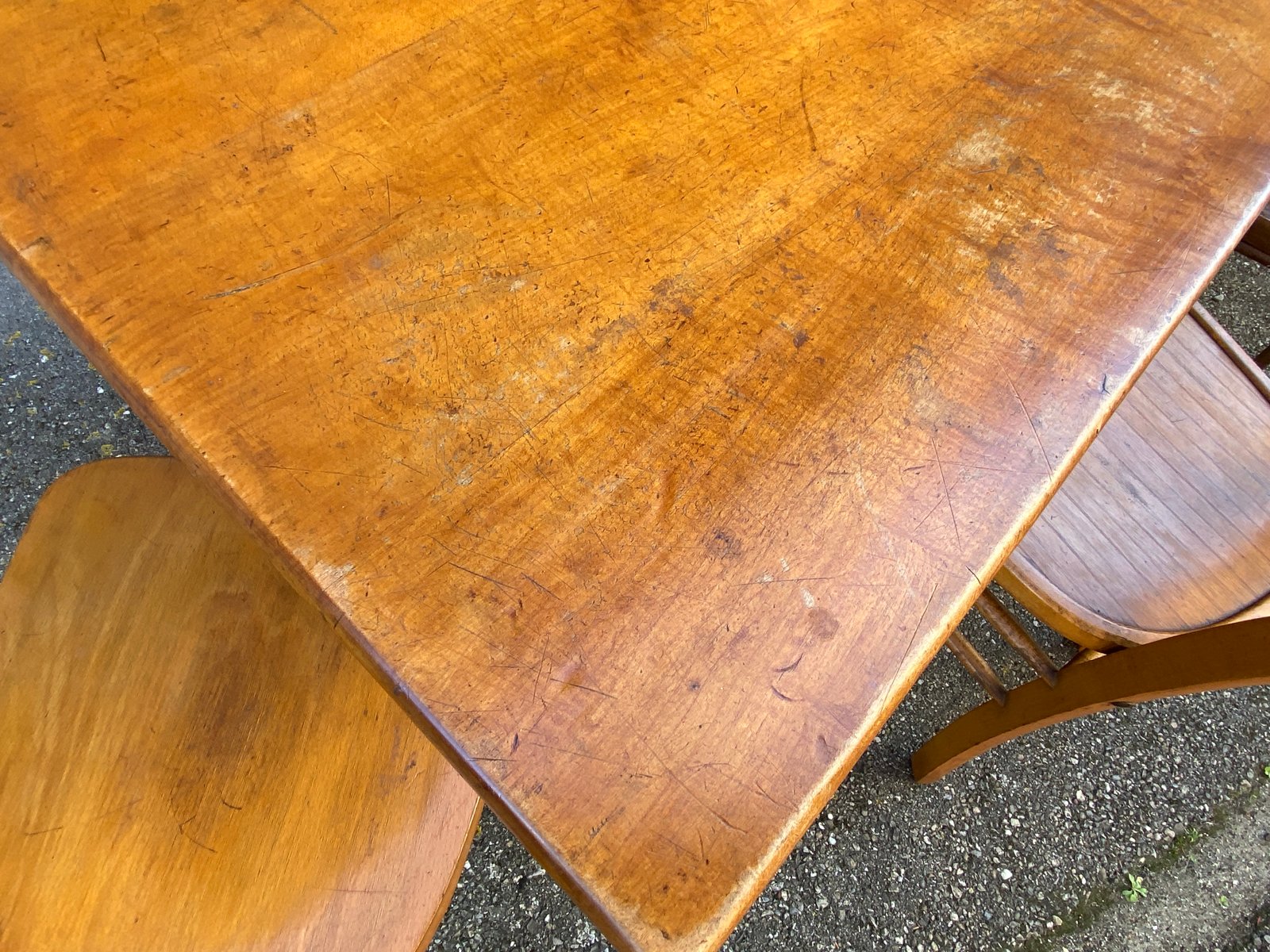 Large Alsatian Bistro Restaurant Cafe Table, 1920s for sale at Pamono