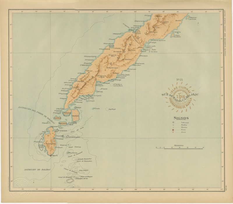 Map of Southern Palawan and the Balabac Islands Observatory of Manila ...