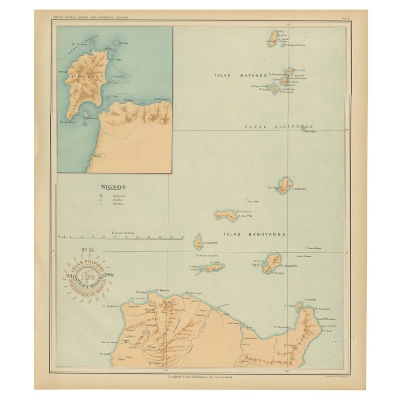 Map of Batanes and Babuyan Islands, 1899 for sale at Pamono
