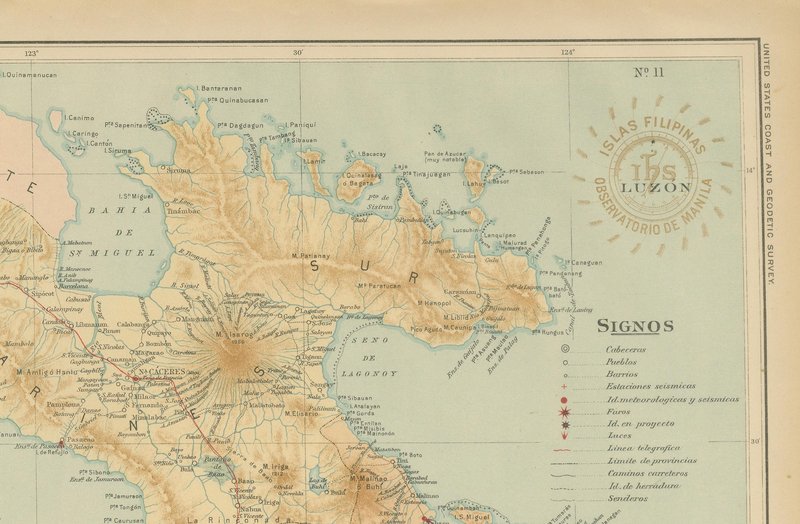 Map of Southeastern Luzon and Mayon Volcano, 1899 for sale at Pamono