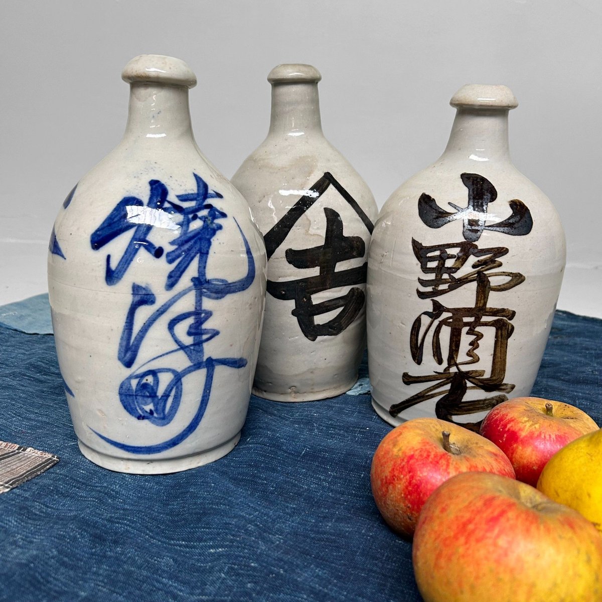 Japanese Stoneware Tokkuri Sake Bottles, 1950s, Set of 3 for sale at Pamono