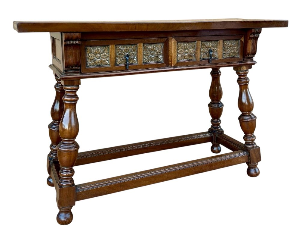 Spanish Console Table with Drawers and Turned Legs, 1920s for sale at ...