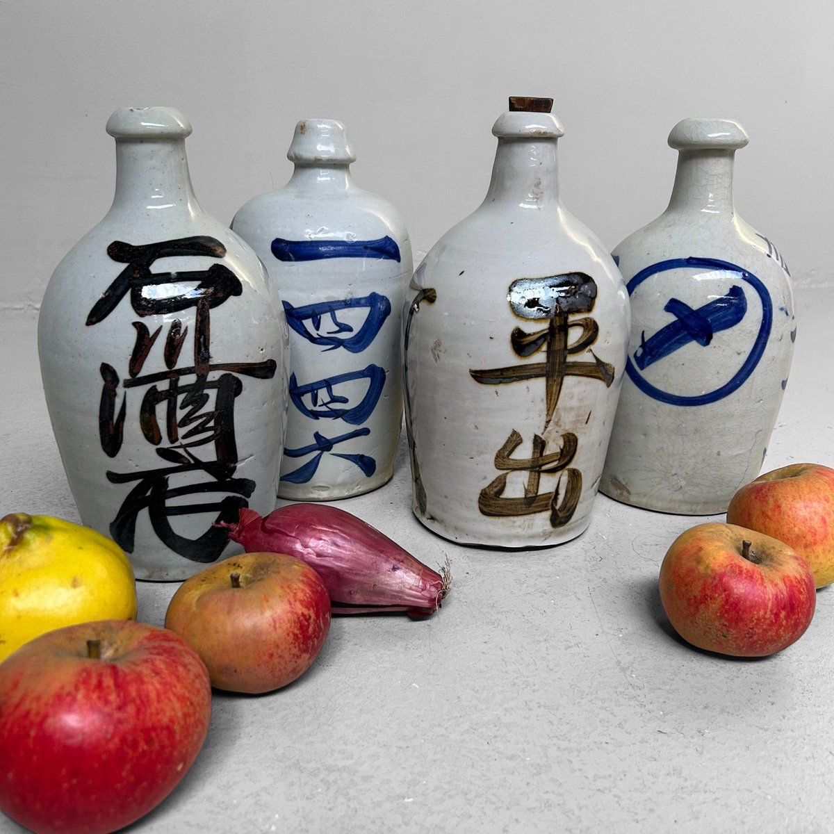 Japanese Tokkuri Sake Bottles, 1920s-1940s, Set of 4 for sale at Pamono