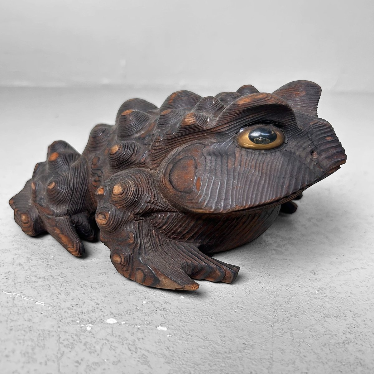 Okimono Kaeru Frog in Carved Yakisugi and Sugi Wood, Japan, 1900-1939 ...