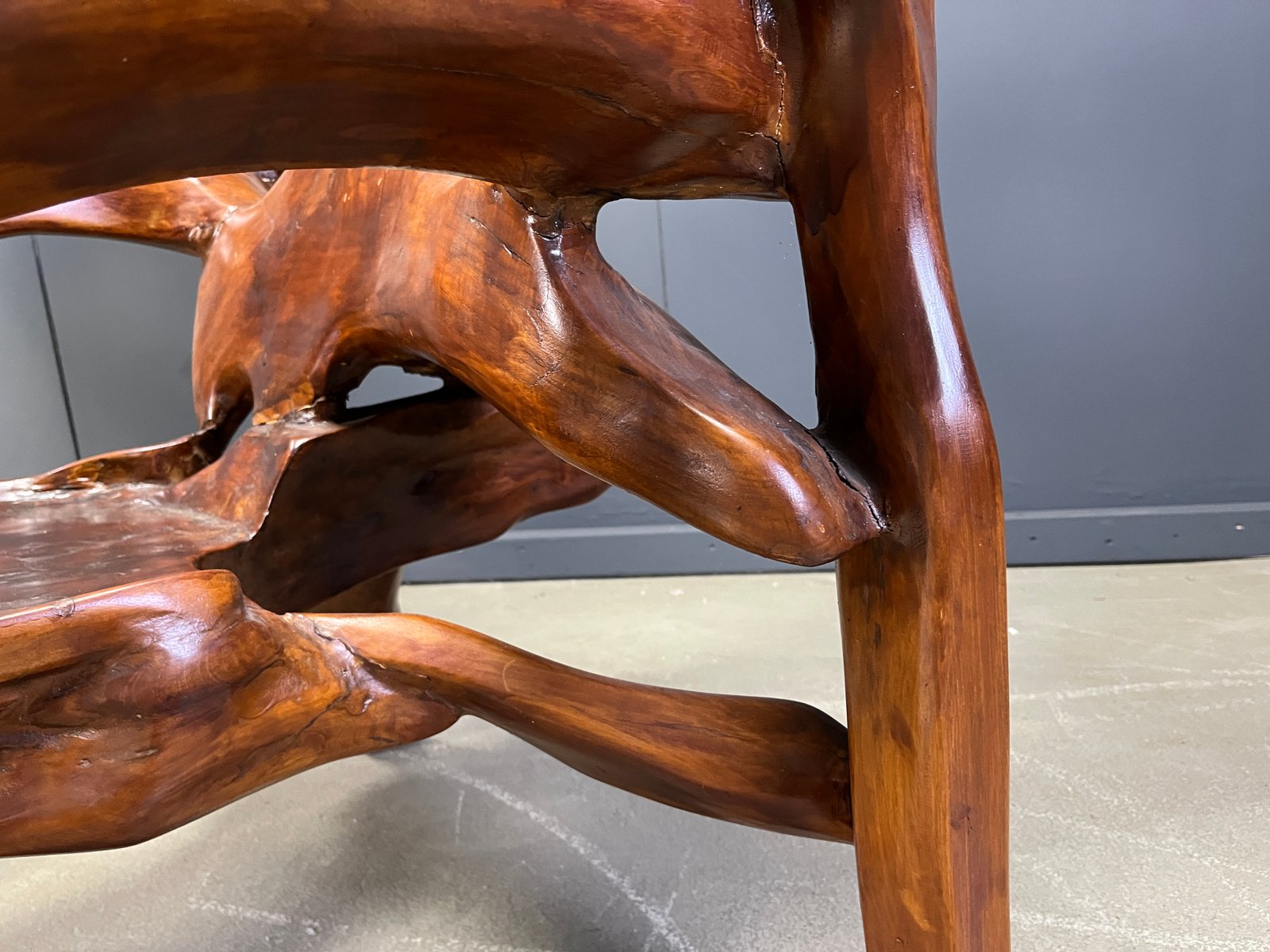 Large Olive Tree Root Chair Set, 1960s , Set of 5 for sale at Pamono