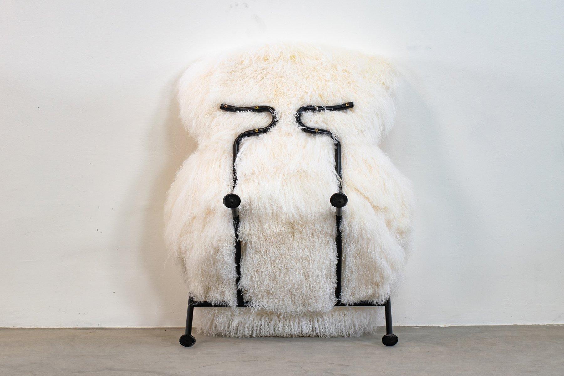 Pl19 or Tre Pezzi Armchair in White Mongolian Fur by Franco Albini for ...