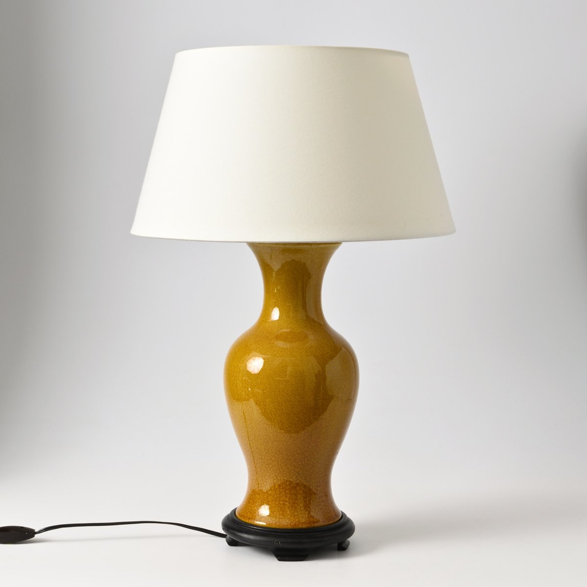 Mustard Yellow Crackle Glaze Table Lamps, 1970s, Set of 2 for sale at ...