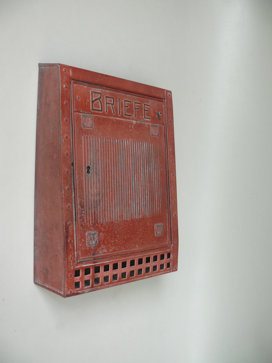 Art Nouveau German Mailbox with Key in Painted Metal, 1890s for sale at ...