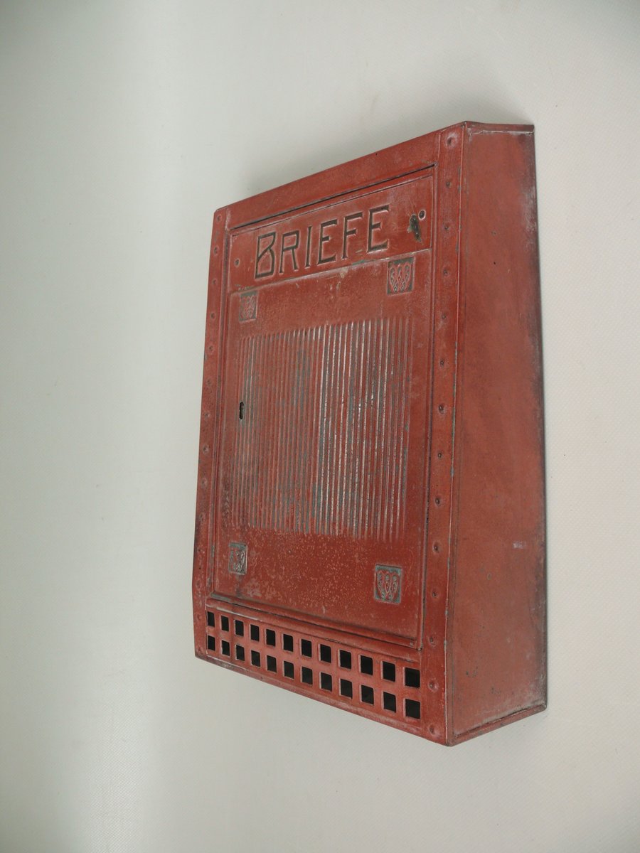 Art Nouveau German Mailbox with Key in Painted Metal, 1890s for sale at ...